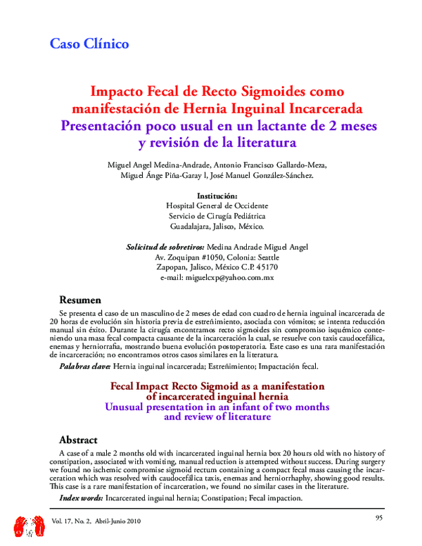 (PDF) Impacto Fecal de Recto Sigmoides como manifestación de Hernia ...