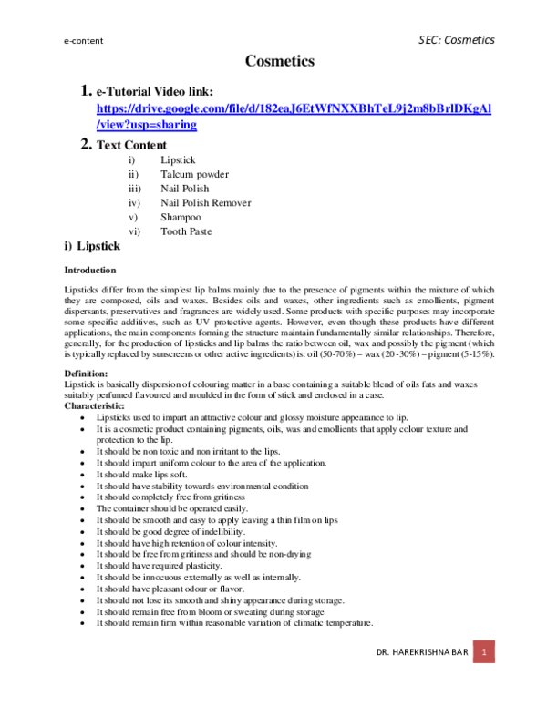 (PDF) Cosmetics