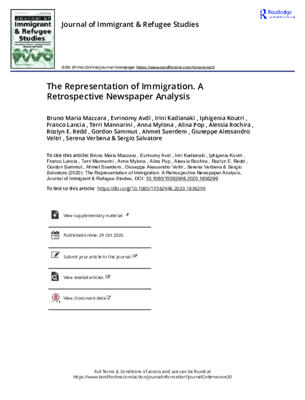 (PDF) The Representation of Immigration. A Retrospective Newspaper Analysis