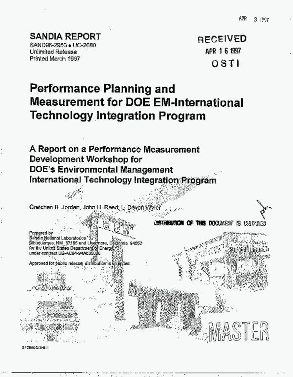 (PDF) Performance planning and measurement for DOE EM-International ...