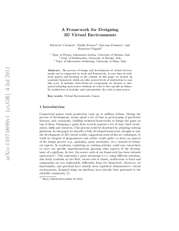 (PDF) A Framework for Designing 3D Virtual Environments