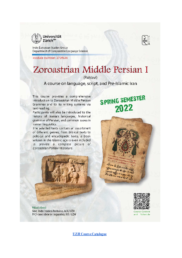 (PDF) Zoroastrian Middle Persian I A course on language, script, and ...