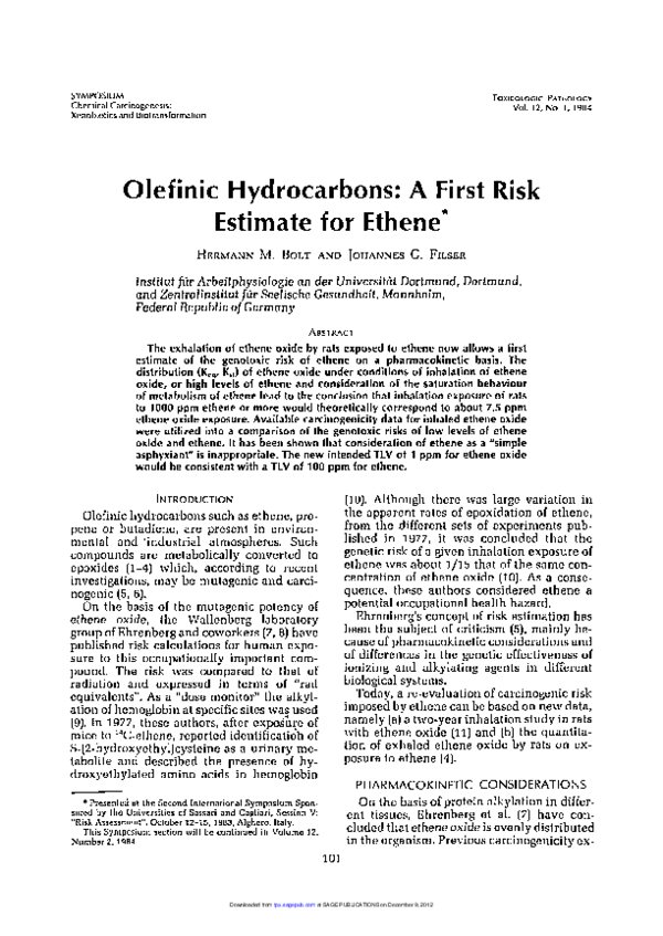 (PDF) Olefinic Hydrocarbons: A First Risk Estimate for Ethene