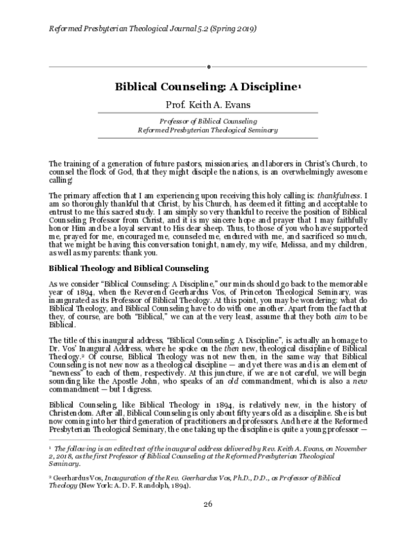 (PDF) Biblical Counseling: A Discipline 1