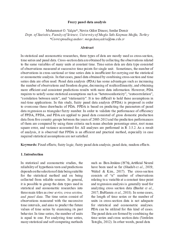 (PDF) Fuzzy panel data analysis