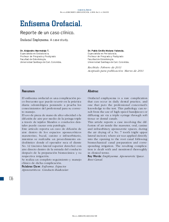(PDF) Orafacial Emphysema. A case study