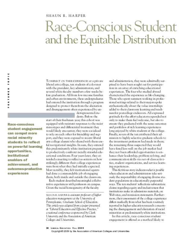 (PDF) Race-Conscious Student and the Equitable Distribution