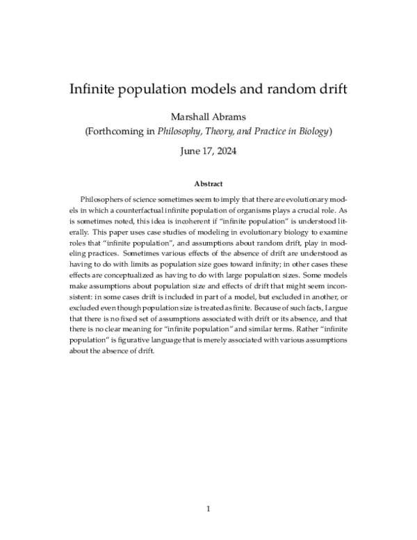 (PDF) Infinite population models and random drift