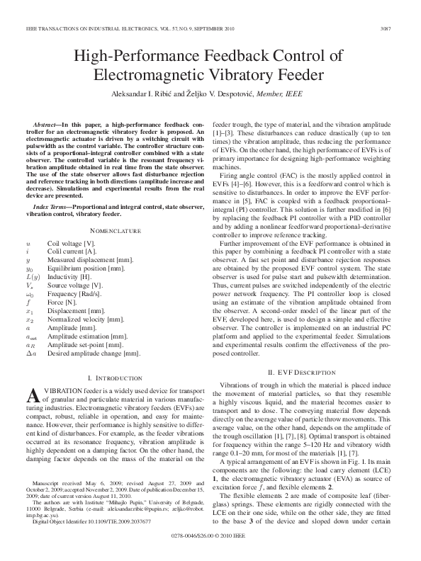 (PDF) High-Performance Feedback Control of Electromagnetic Vibratory ...