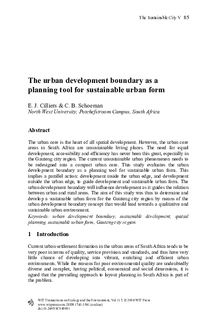 (PDF) The urban development boundary as a planning tool for sustainable ...