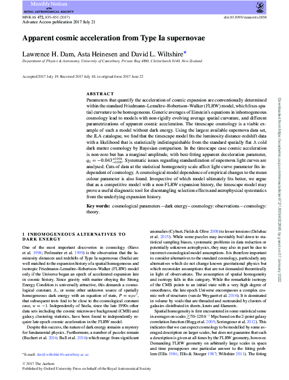 (PDF) Apparent cosmic acceleration from Type Ia supernovae