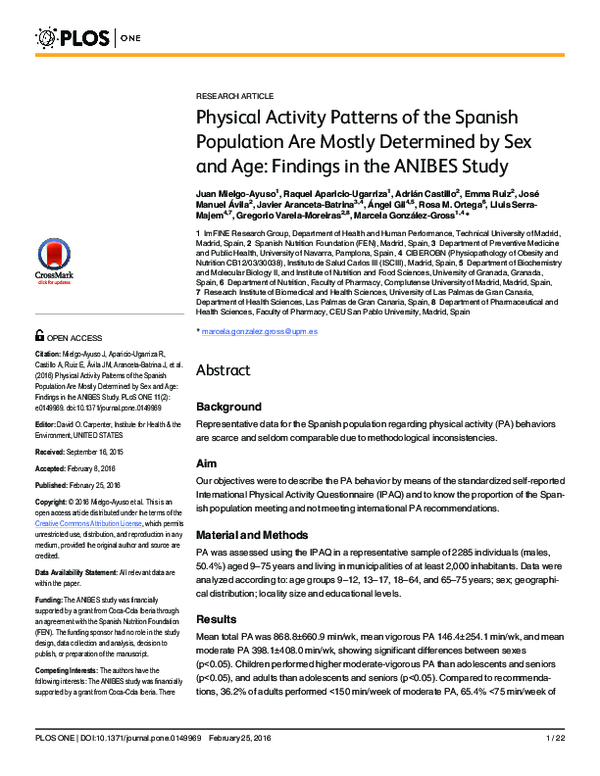 (PDF) Physical Activity Patterns of the Spanish Population Are Mostly ...