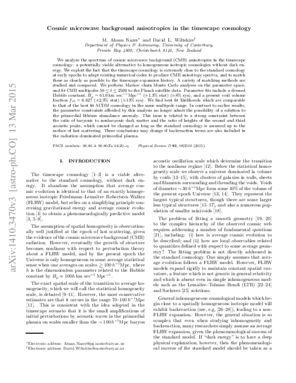 (PDF) Cosmic microwave background anisotropies in the timescape ...