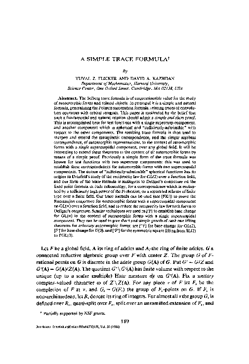 (PDF) A simple trace formula