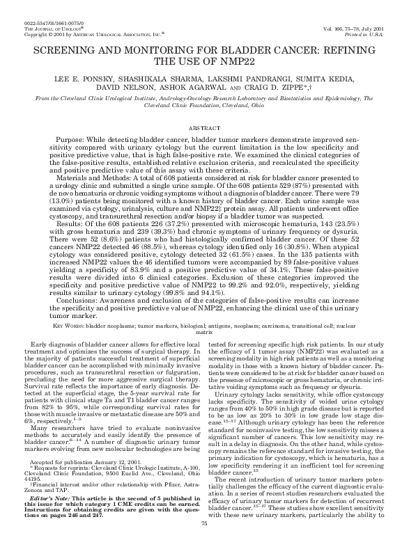 (PDF) Screening and Monitoring for Bladder Cancer: Refining the Use of ...