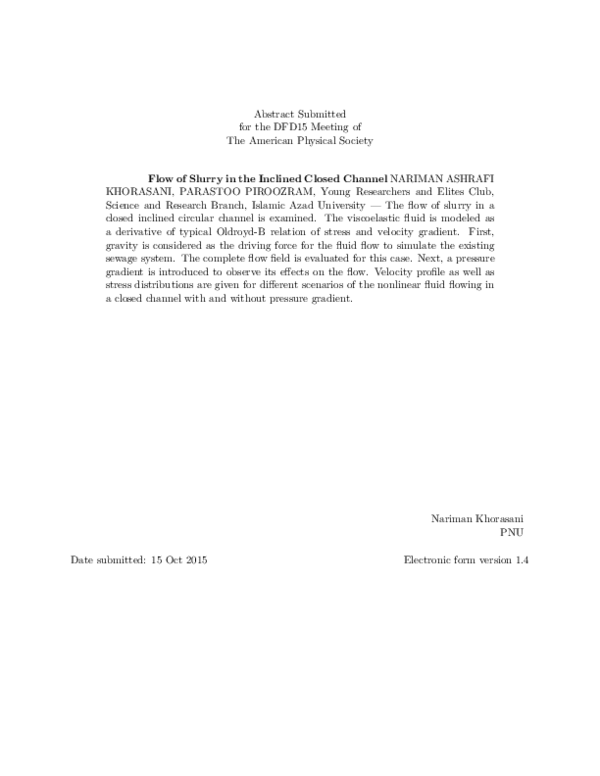 (PDF) Flow of Slurry in the Inclined Closed Channel