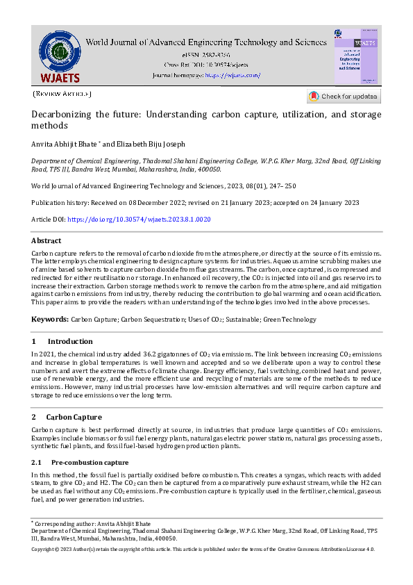 (PDF) Decarbonizing the future: Understanding carbon capture, utilization, and storage methods