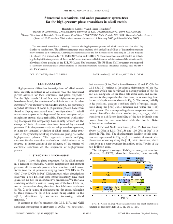 (PDF) Structural mechanisms and order-parameter symmetries for the high-pressure phase ...