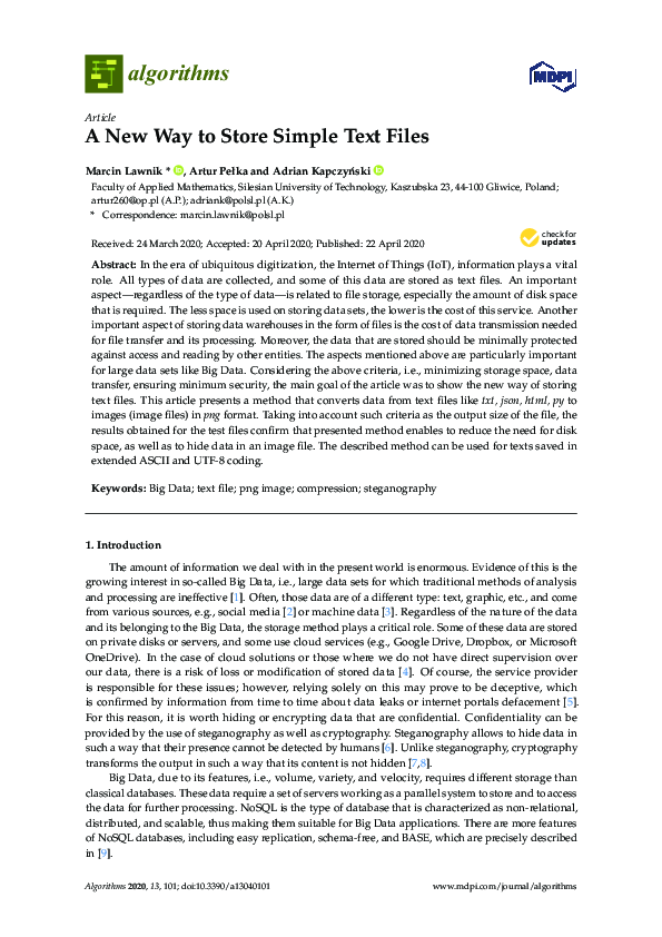 (PDF) A New Way to Store Simple Text Files