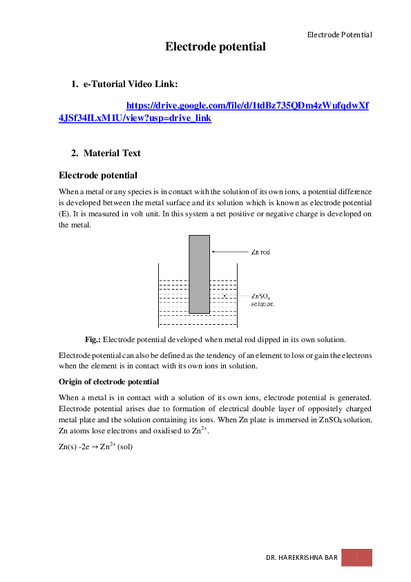 (PDF) Electrode Potentials