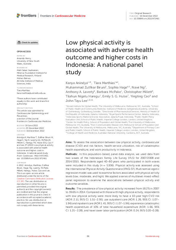 (PDF) Low physical activity is associated with adverse health outcome ...