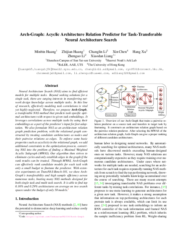 (PDF) Arch-Graph: Acyclic Architecture Relation Predictor for Task-Transferable Neural ...