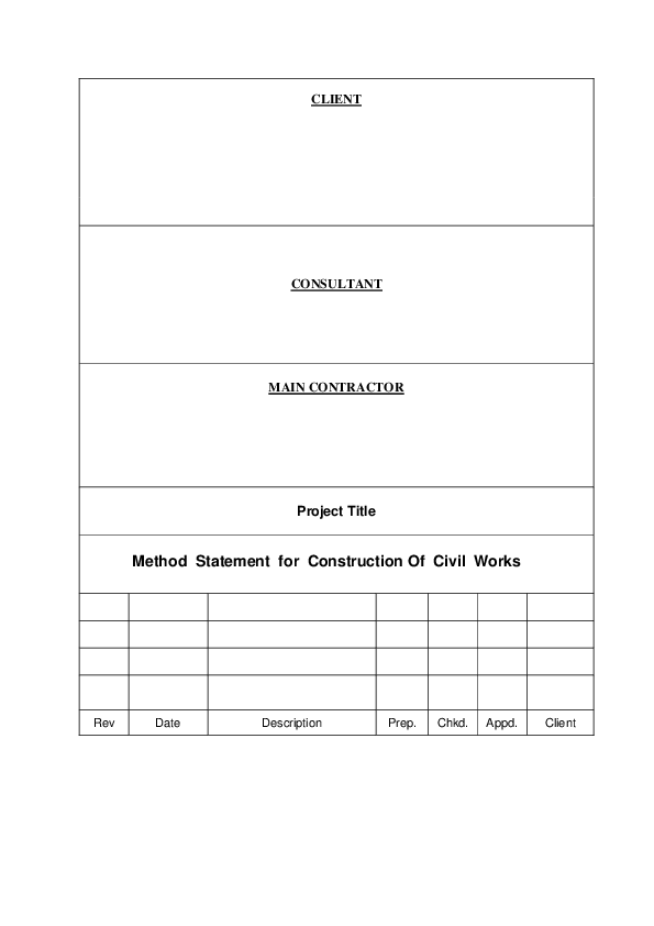(PDF) Method Statement for Construction Of Civil Works Rev Date Description