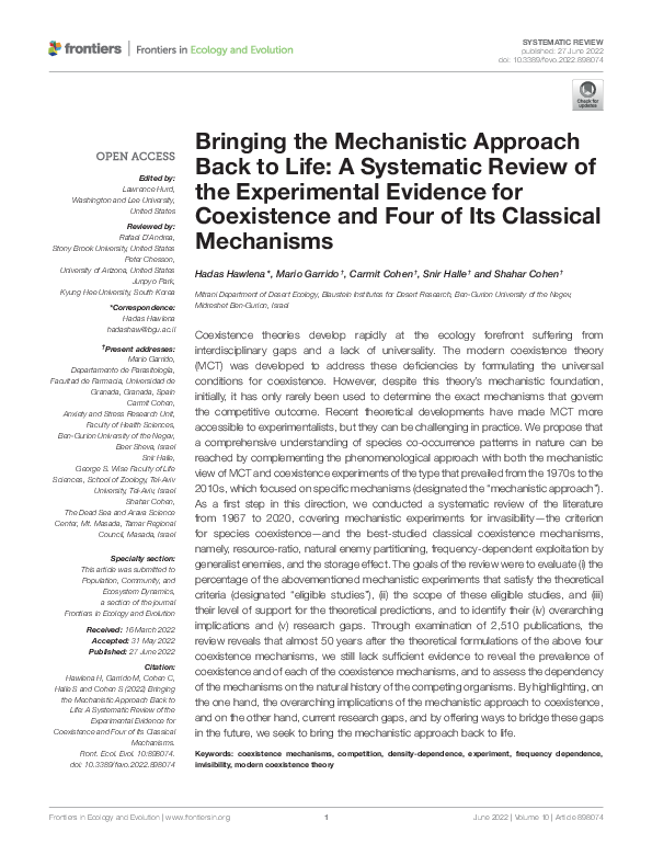 (PDF) Bringing the Mechanistic Approach Back to Life: A Systematic ...