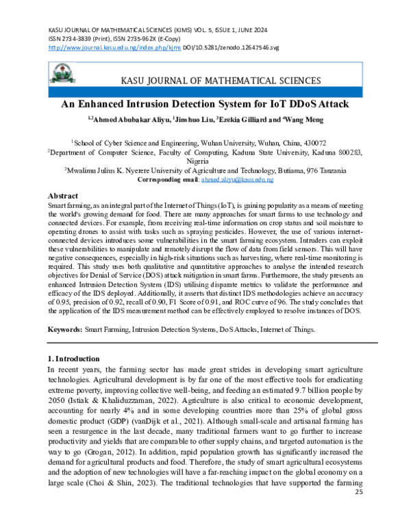 (PDF) An Enhanced Intrusion Detection System for IoT DDoS Attack