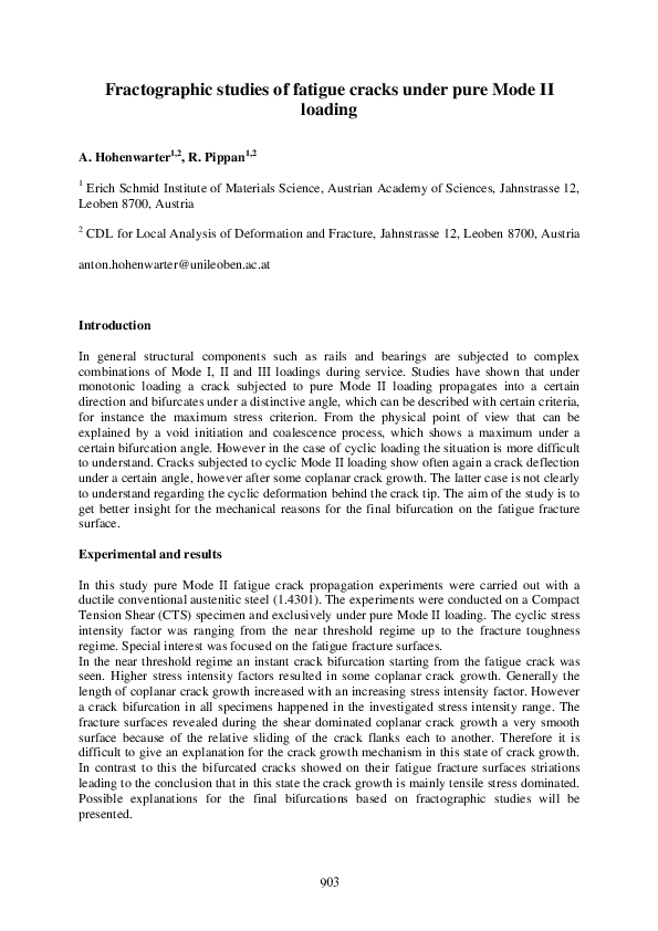 (PDF) Fractographic studies of fatigue cracks under pure Mode II loading
