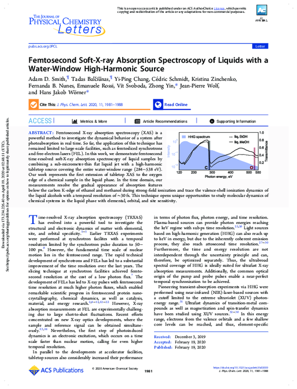 (PDF) Femtosecond Soft-X-ray Absorption Spectroscopy of Liquids with a ...