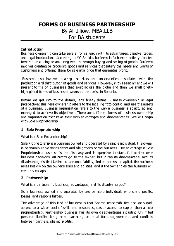 (PDF) FORMS OF BUSINESS PARTNERSHIP