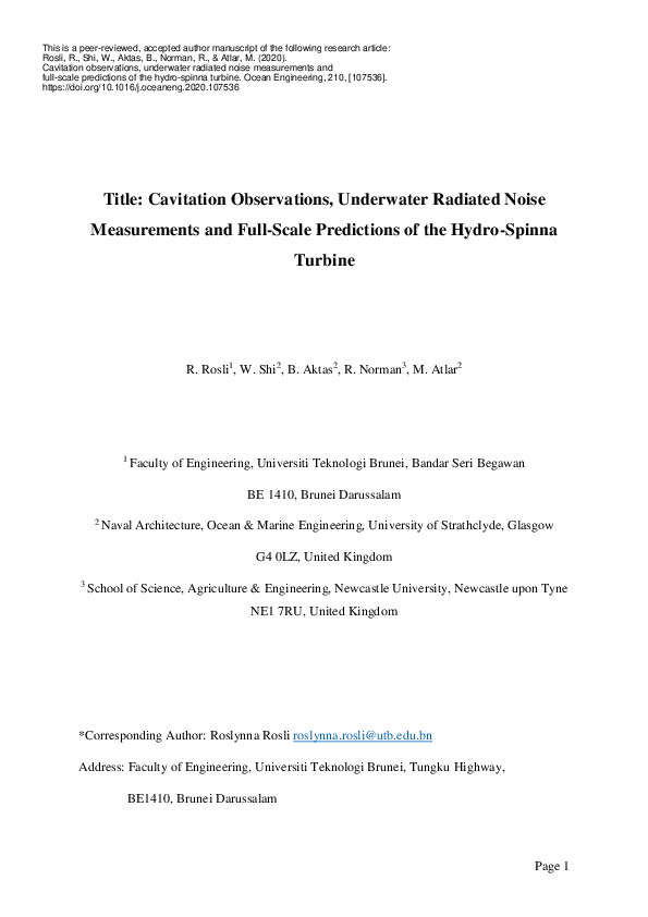 (PDF) Cavitation observations, underwater radiated noise measurements and full-scale predictions ...