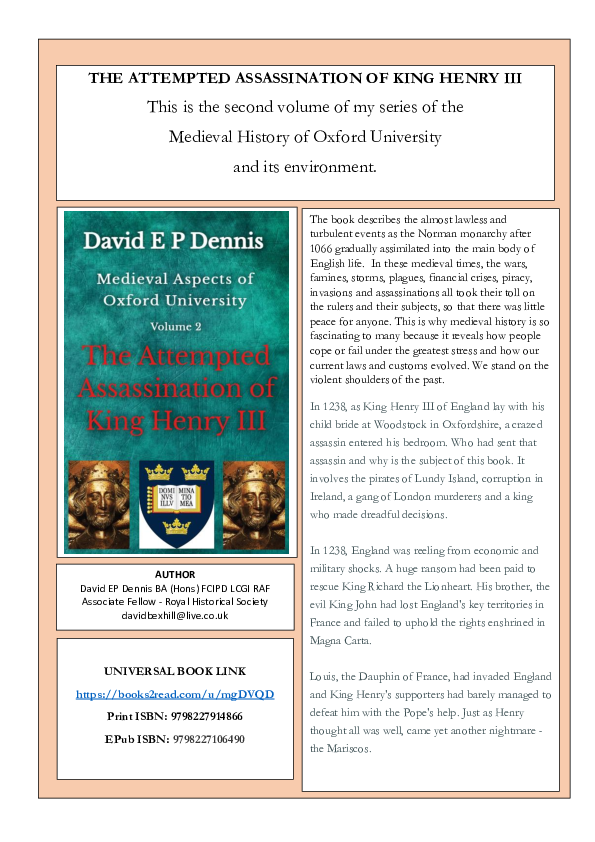 (PDF) Book: Attempted Assassination of King Henry III