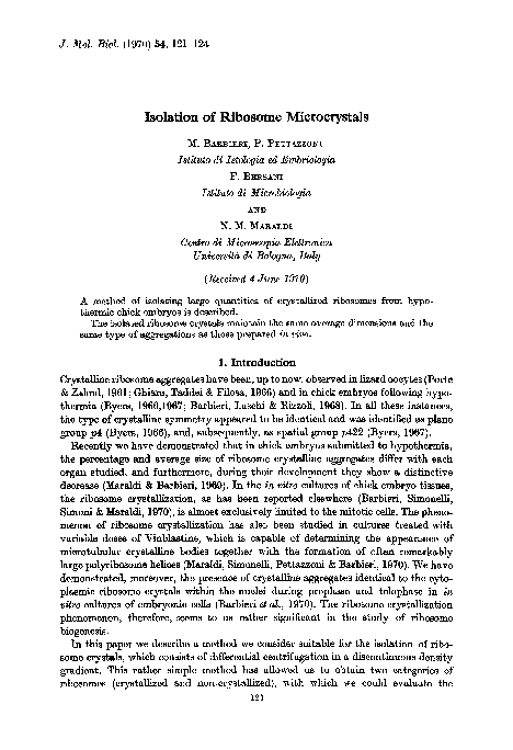 (PDF) Isolation of ribosome microcrystals