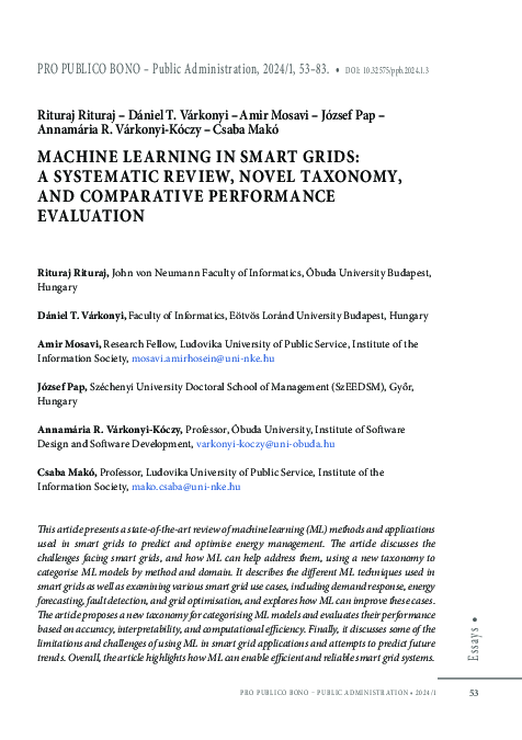 (PDF) MACHINE LEARNING IN SMART GRIDS: A SYSTEMATIC REVIEW, NOVEL TAXONOMY, AND COMPARATIVE ...