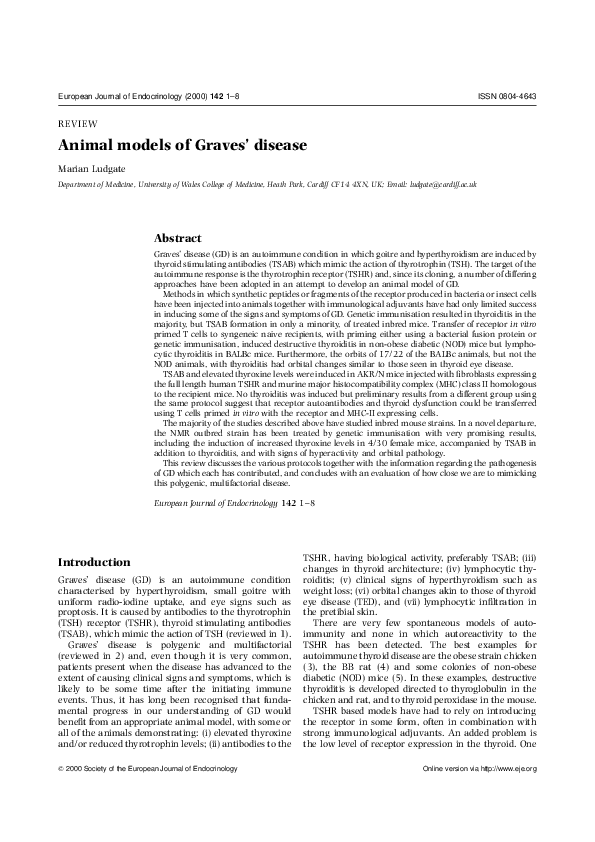 (PDF) Animal models of Graves' disease