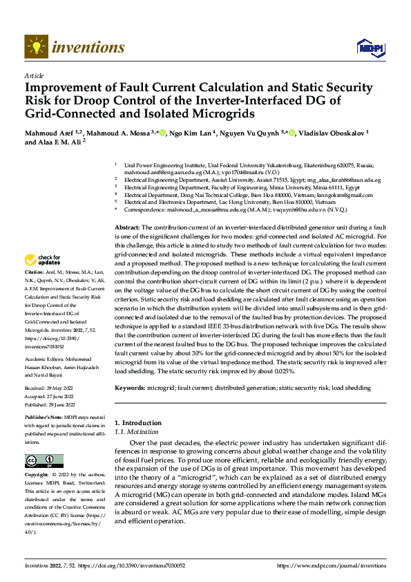 (PDF) Improvement of Fault Current Calculation and Static Security Risk for Droop Control of the ...