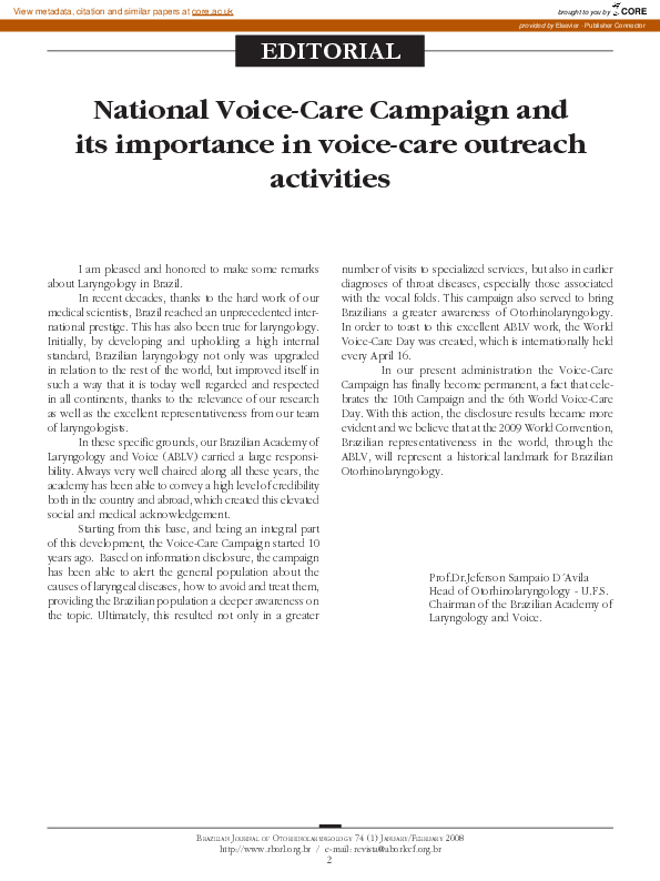 (PDF) National Voice-Care Campaign and its importance in voice-care ...