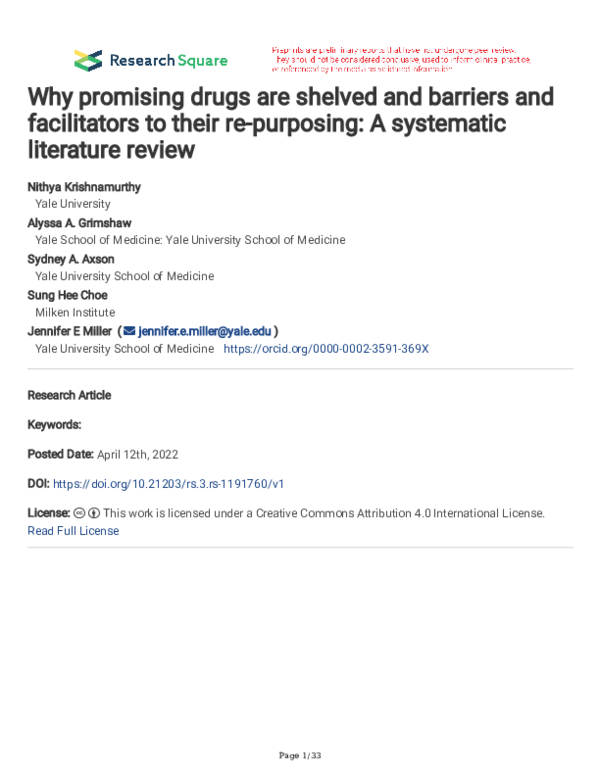 (PDF) Why promising drugs are shelved and barriers and facilitators to ...