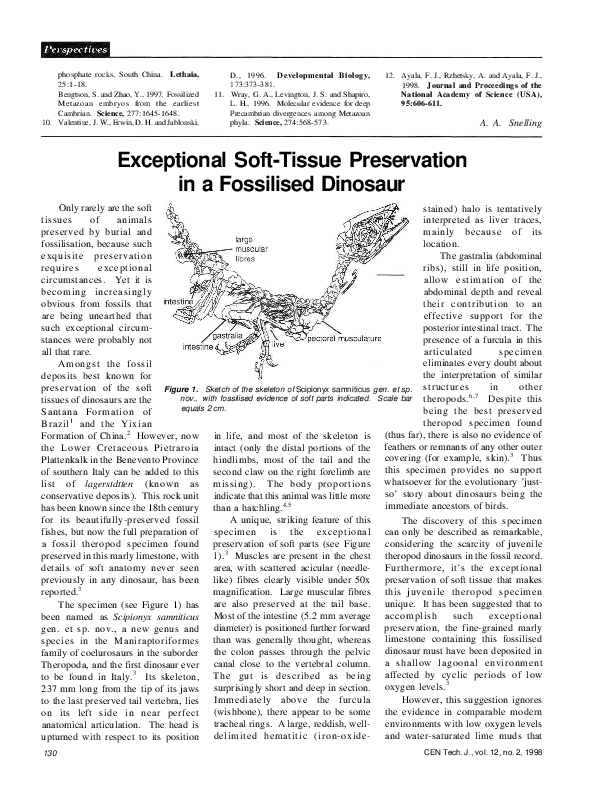 (PDF) Exceptional Soft-Tissue Preservation in a Fossilised Dinosaur