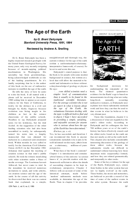 (PDF) The age of the earth