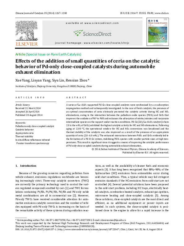 (PDF) Effects of the addition of small quantities of ceria on the ...