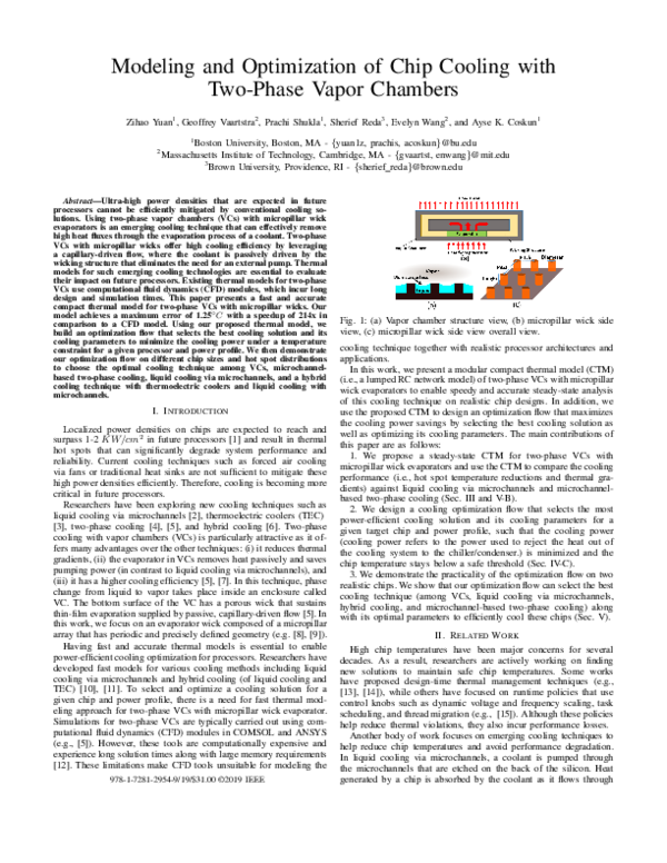 (PDF) Modeling and Optimization of Chip Cooling with Two-Phase Vapor Chambers