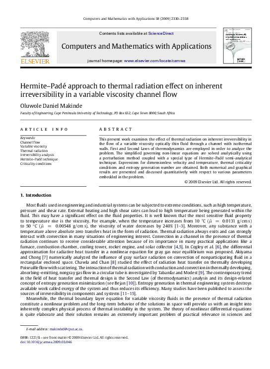 (PDF) Hermite–Padé approach to thermal radiation effect on inherent irreversibility in a ...
