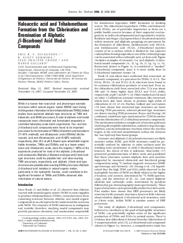 (PDF) Haloacetic acid and Trihalomethane Formation from the ...