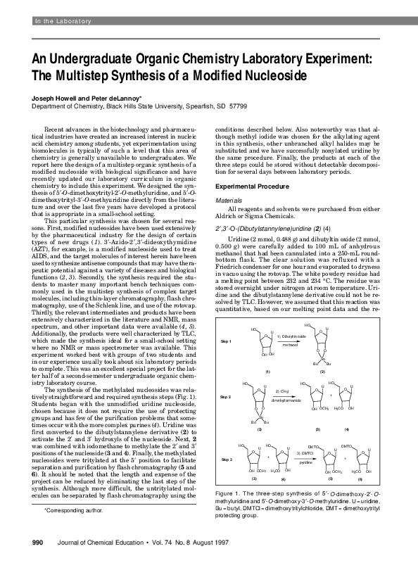 (PDF) An Undergraduate Organic Chemistry Laboratory Experiment: The ...
