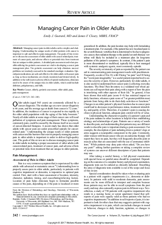 (PDF) Managing Cancer Pain in Older Adults