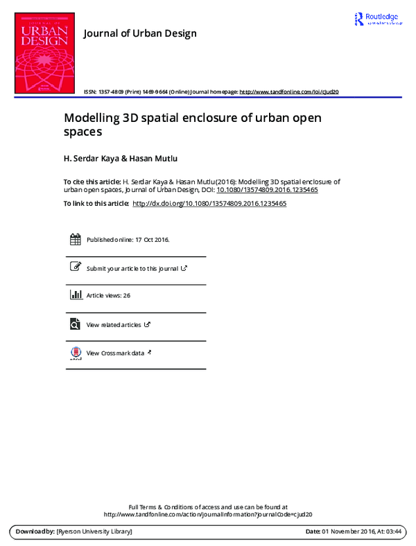 (PDF) Modelling 3D spatial enclosure of urban open spaces