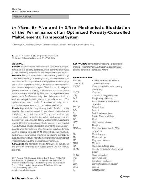 (PDF) In Vitro, Ex Vivo and In Silico Mechanistic Elucidation of the ...